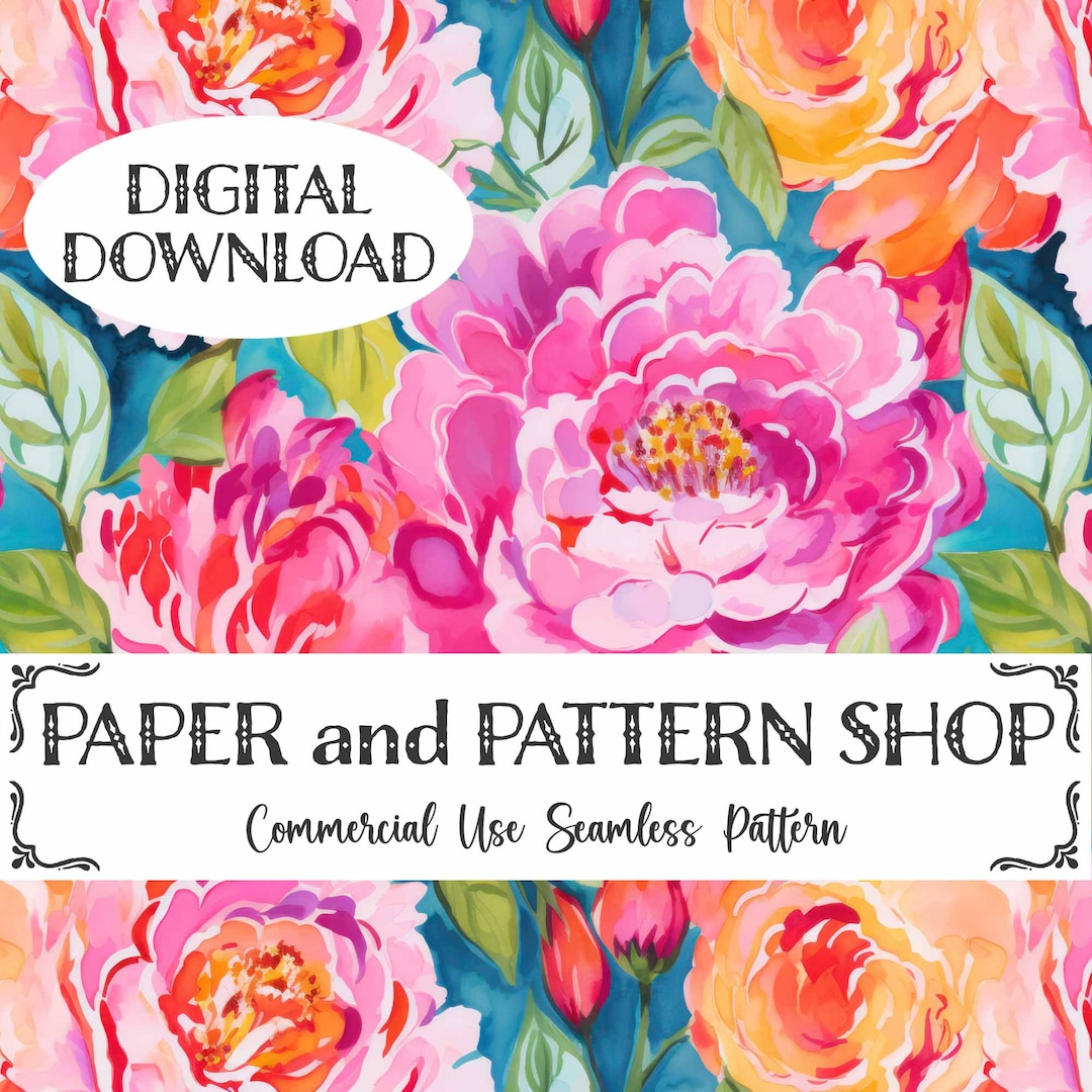 Preppy Watercolor Roses Seamless Pattern, Preppy Floral Rose Seamless ...