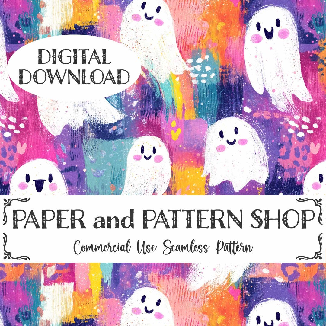 Preppy Rainbow Ghosts Seamless Pattern, Halloween Ghosts Seamless File ...