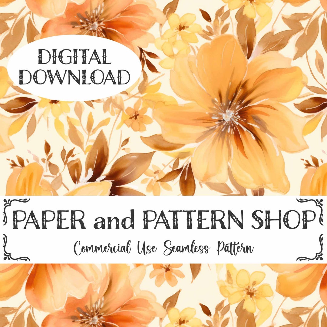 Preppy Fall Floral Seamless Pattern, Fall Seamless File, Watercolor ...