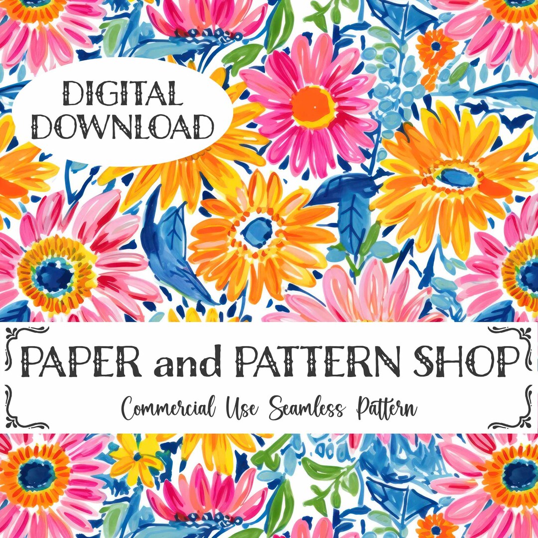 Preppy Summer Watercolor Sunflower Seamless Pattern,preppy Floral ...