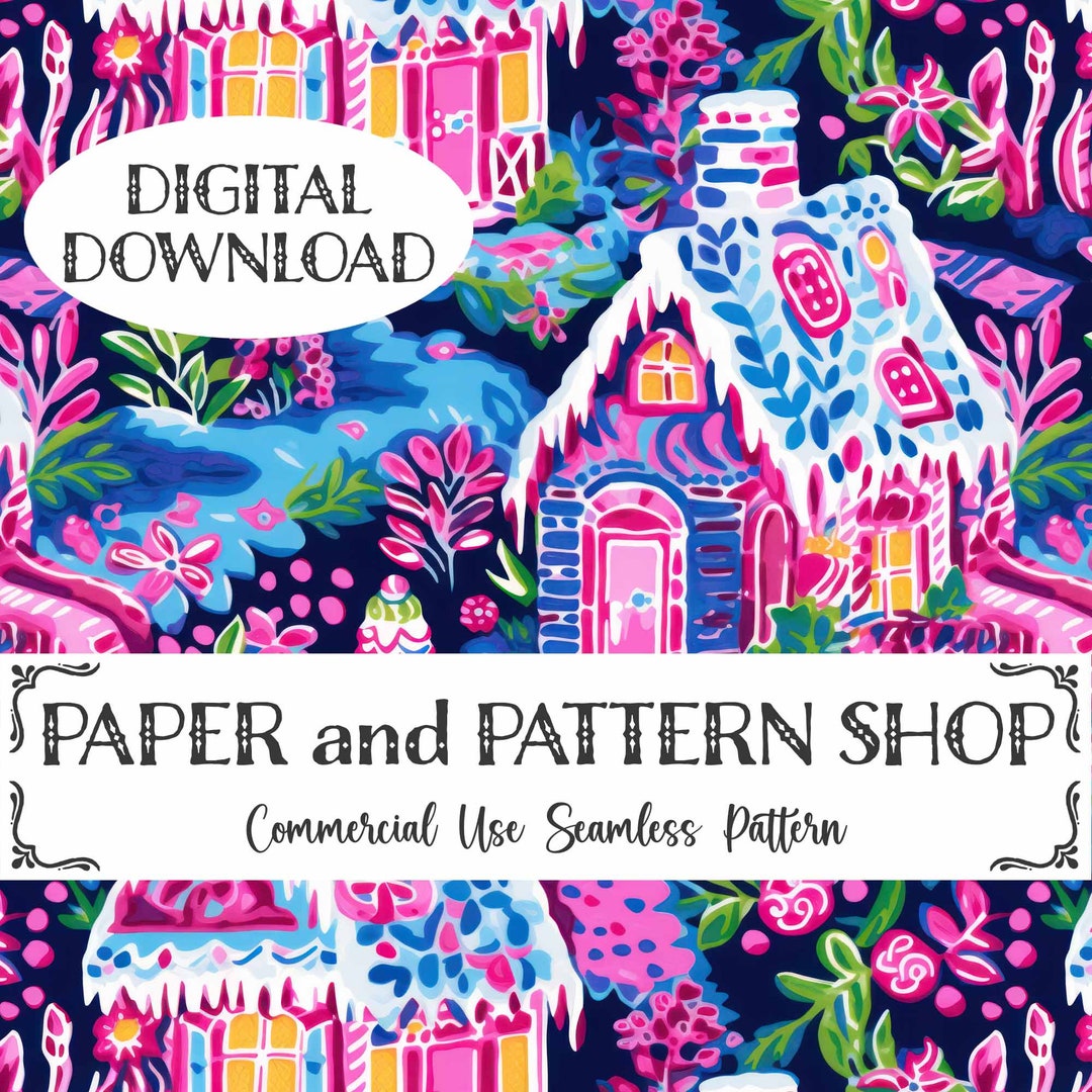 Preppy Gingerbread House Seamless Pattern,pink Christmas Seamless File ...