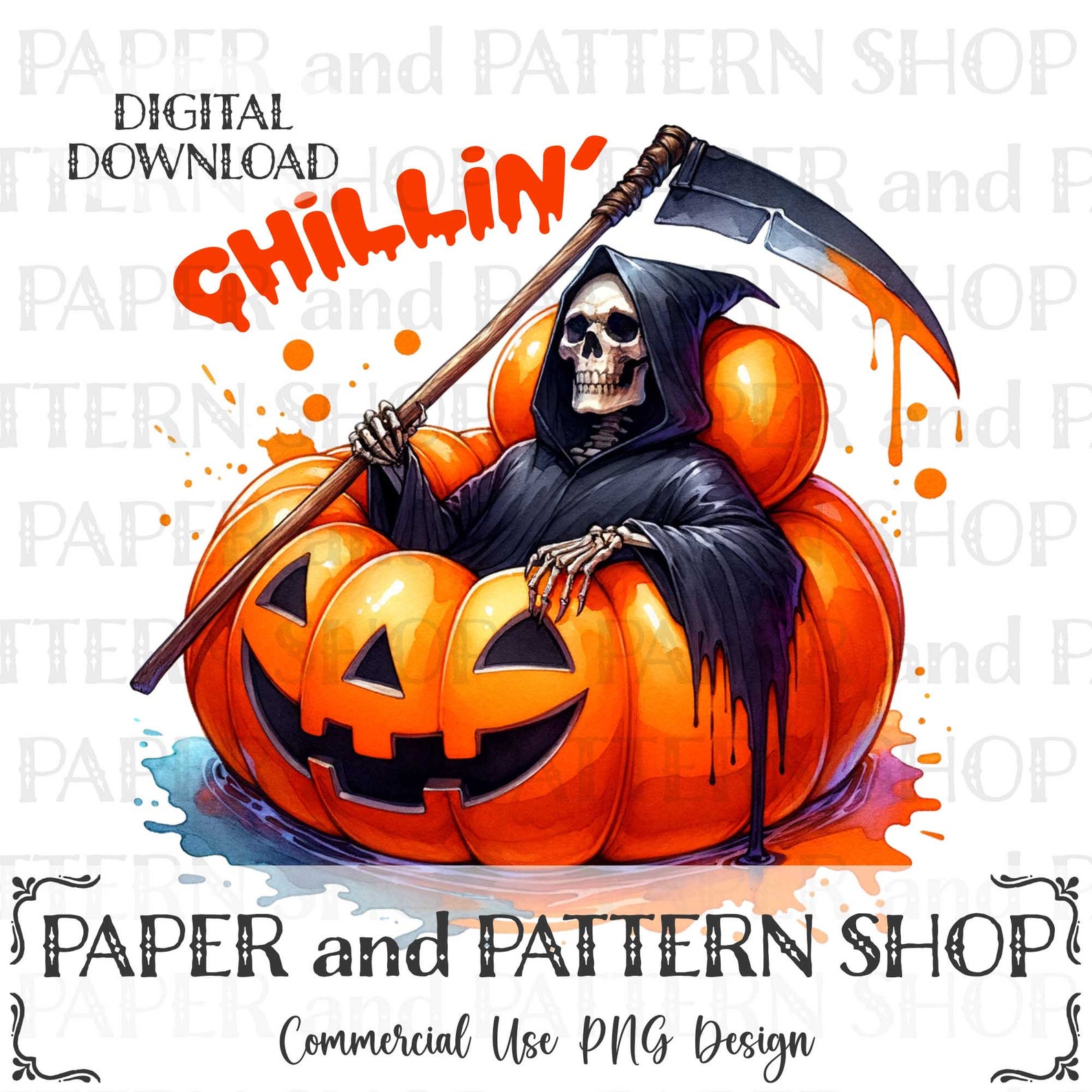 Just Chillin PNG, Grim Reaper PNG, Summerween Png, Sassy Skeleton Png ...