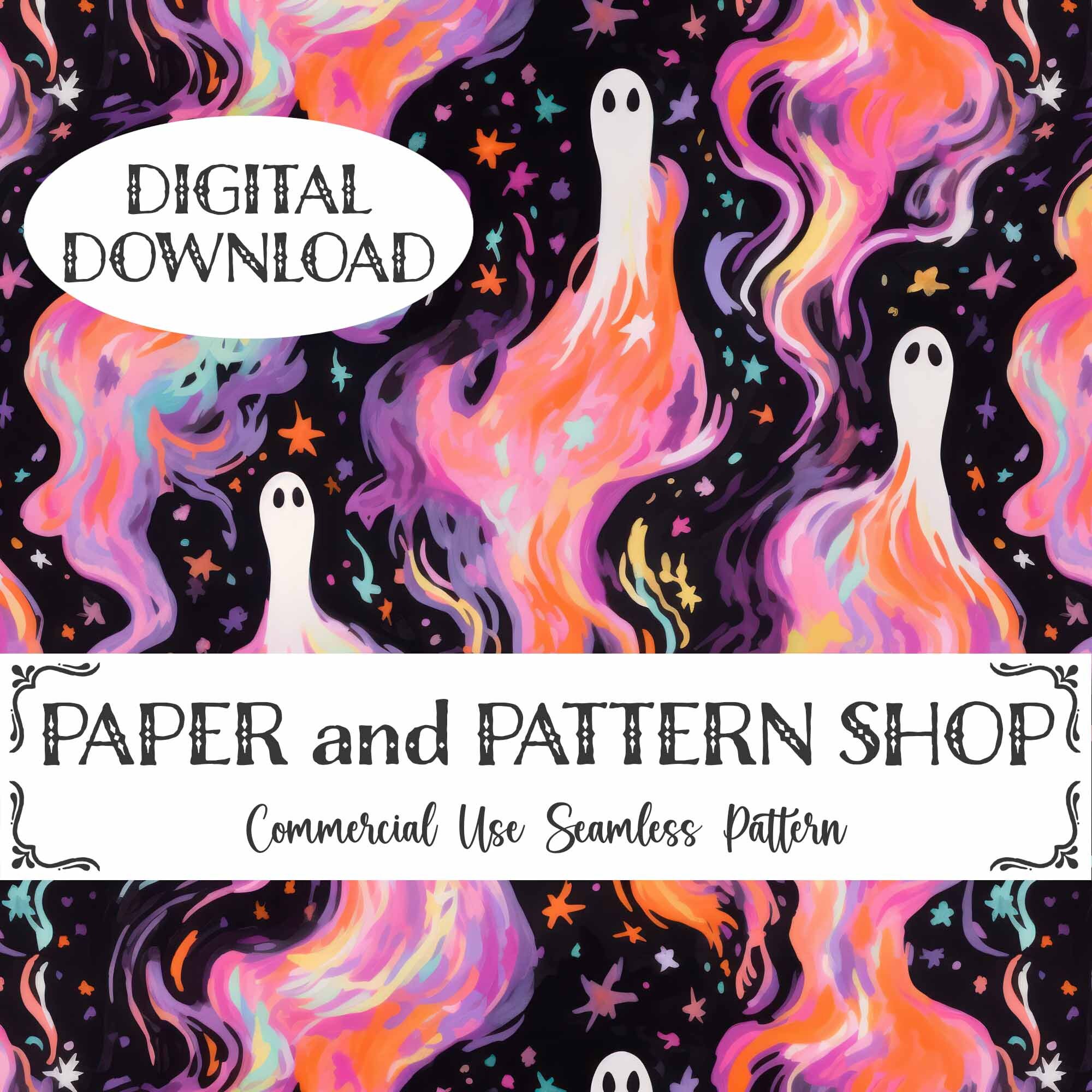 Preppy Ghost Seamless Pattern, Preppy Halloween Seamless File ...