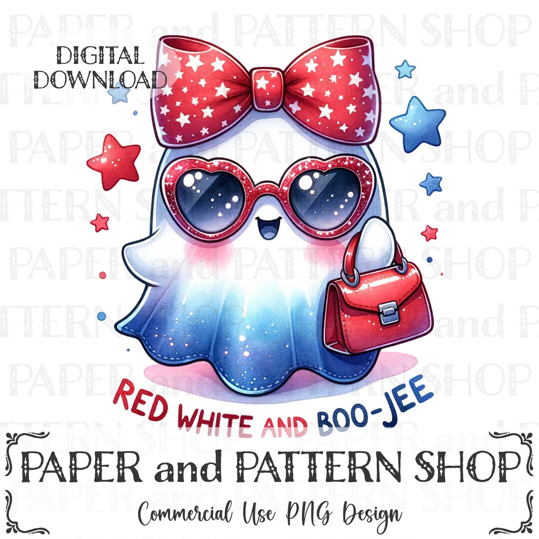 Red White and Boo-jee PNG, Sassy Ghost PNG, Boujee Ghost Png, Funny 4th ...