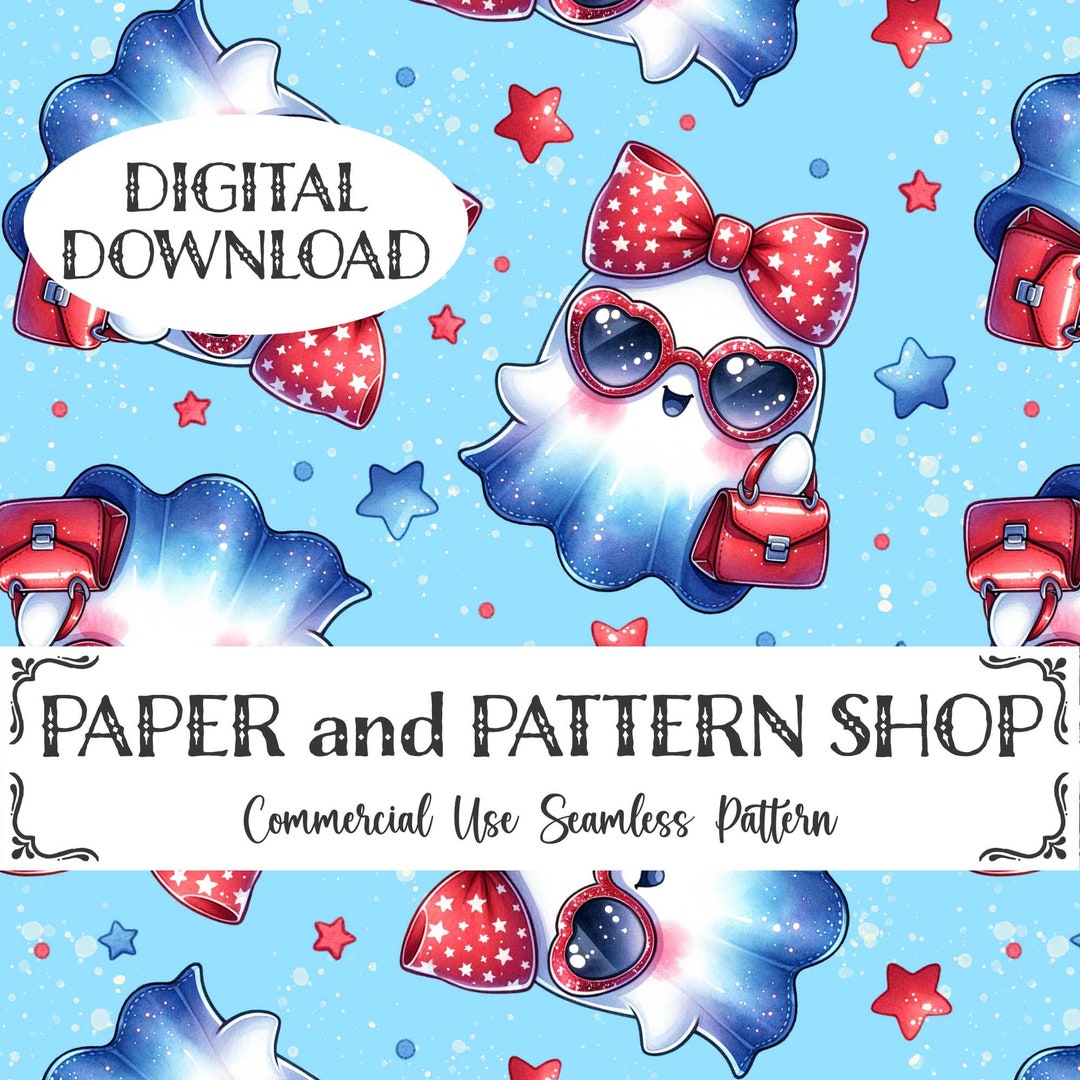 Red White and Boo-jee Seamless Pattern, Summerween Seamless, Cute Funny ...