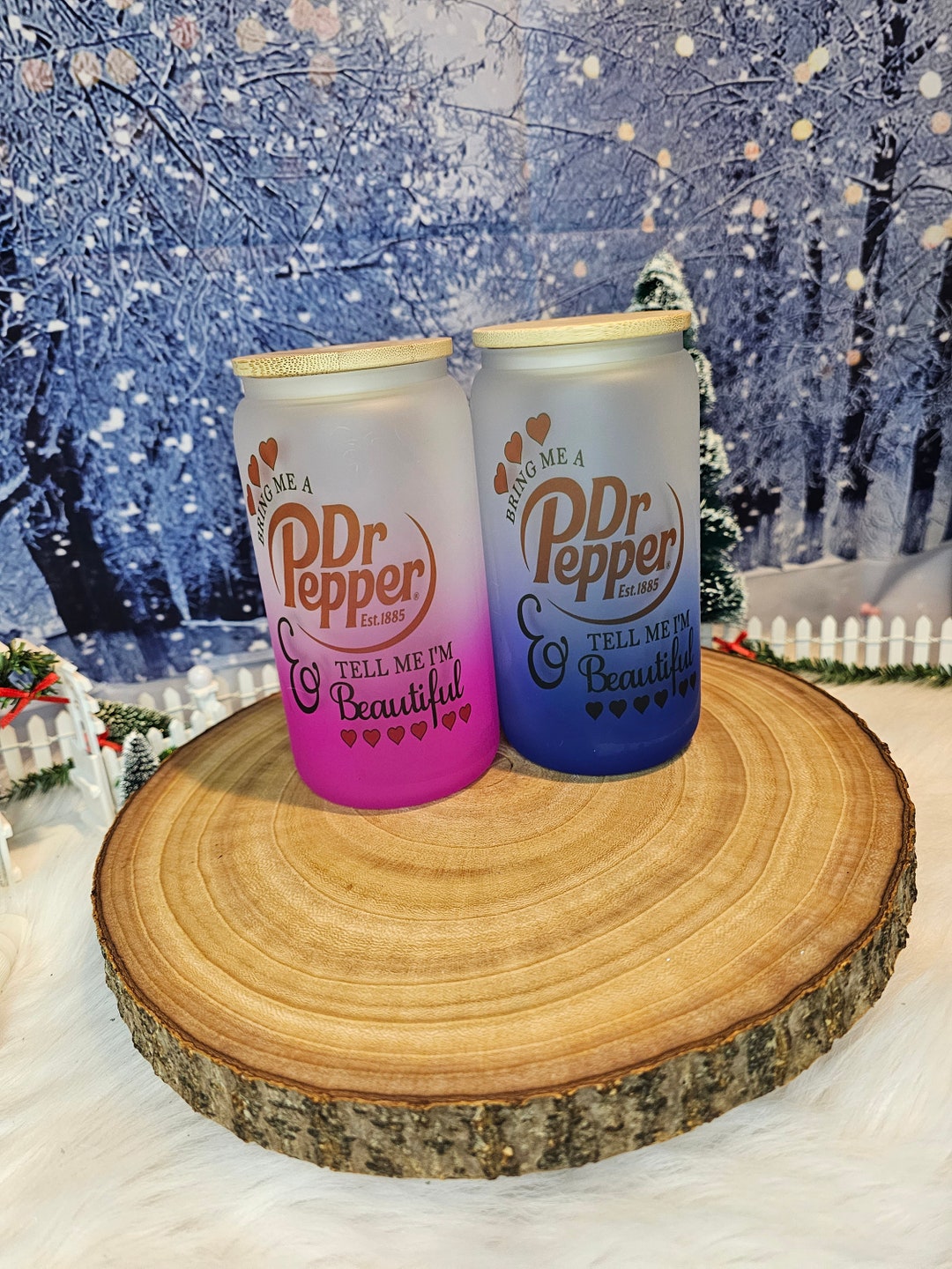 Dr Pepper Glass Cup/colored Glass Cup. Christmas Birthday . Dr Pepper ...