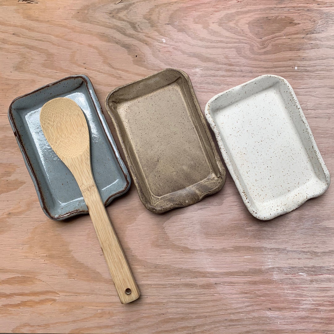 Handcrafted Ceramic Spatula Rest - Rustic Modern Kitchen Utensil Holder ...