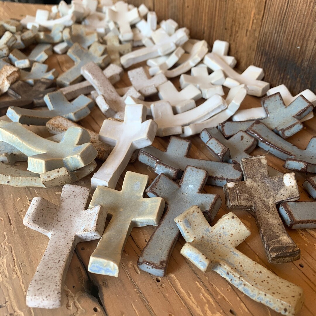 100 Handmade Ceramic Thumbprint Crosses - Perfect Gift for Prayer ...