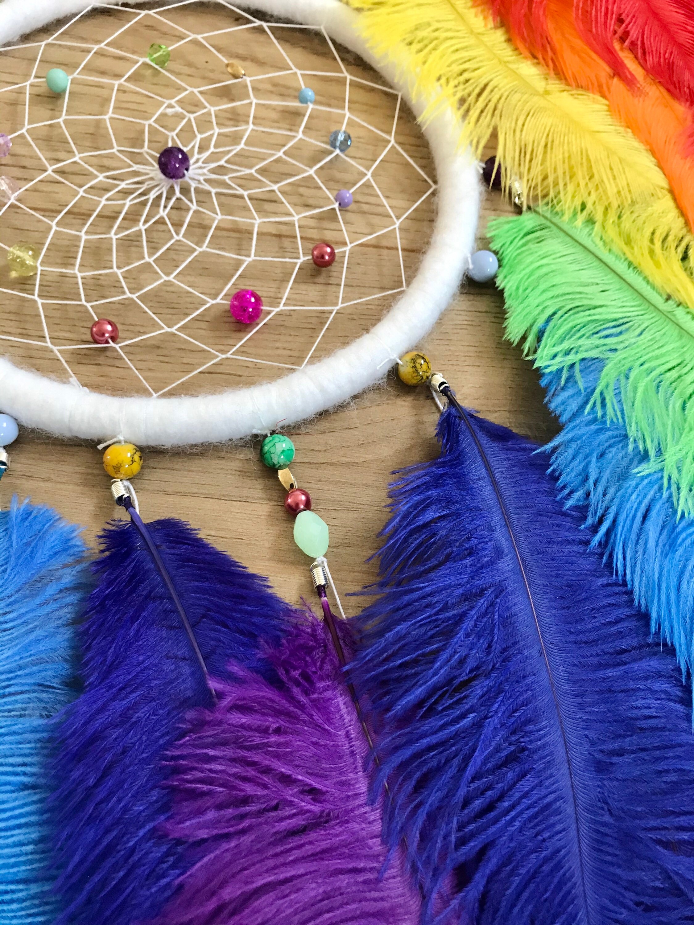 Rainbow Feather Dreamcatcher Stunning Colourful Wall Hanging - Etsy