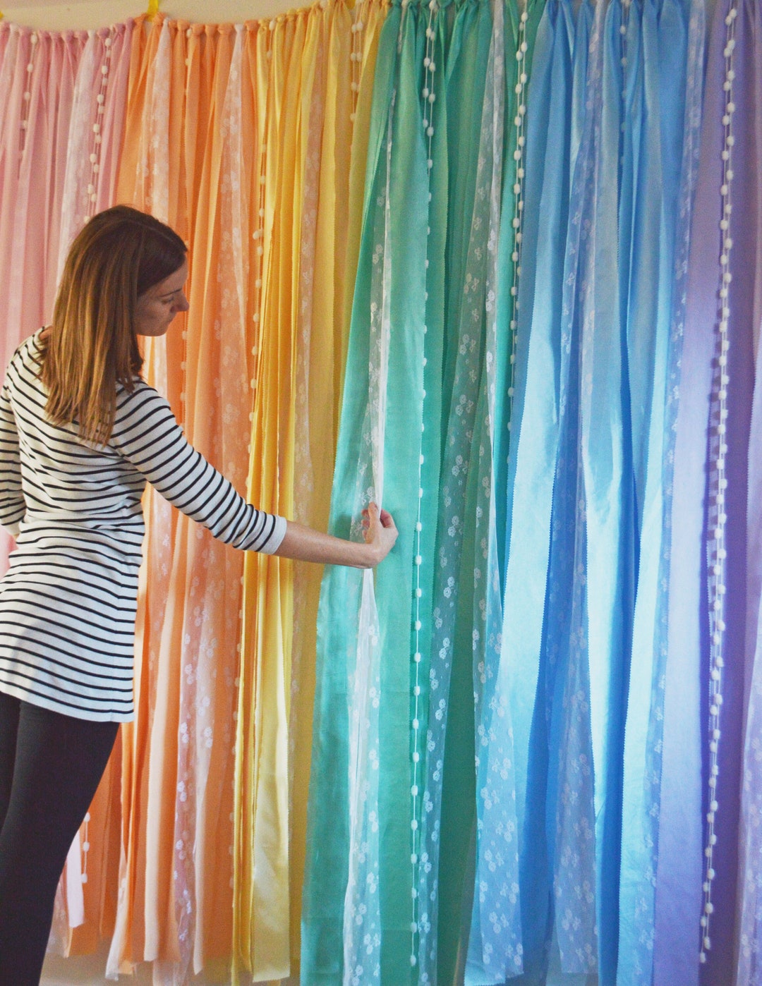 Extra Large Fabric Backdrop in Rainbow Pastels - Etsy
