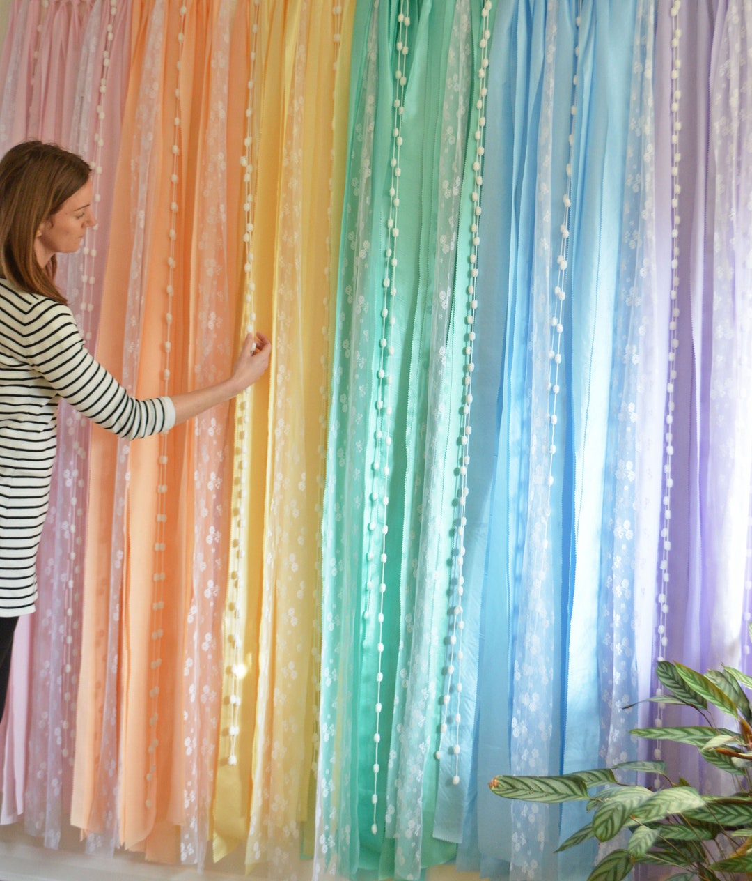Extra Large Fabric Backdrop in Rainbow Pastels - Etsy