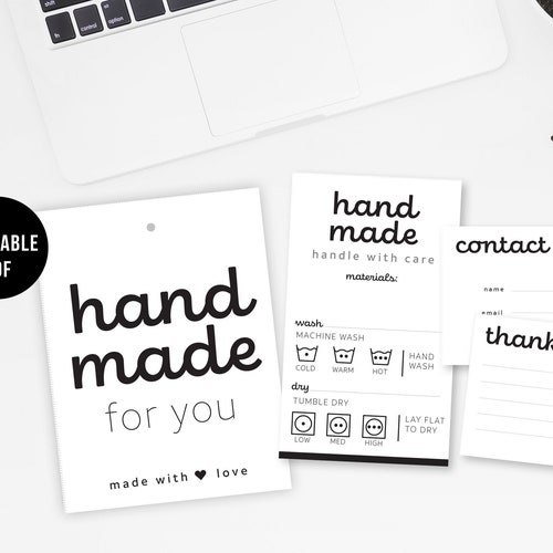 Im Handmade Printable Care Tags Labels PDF Only - Etsy