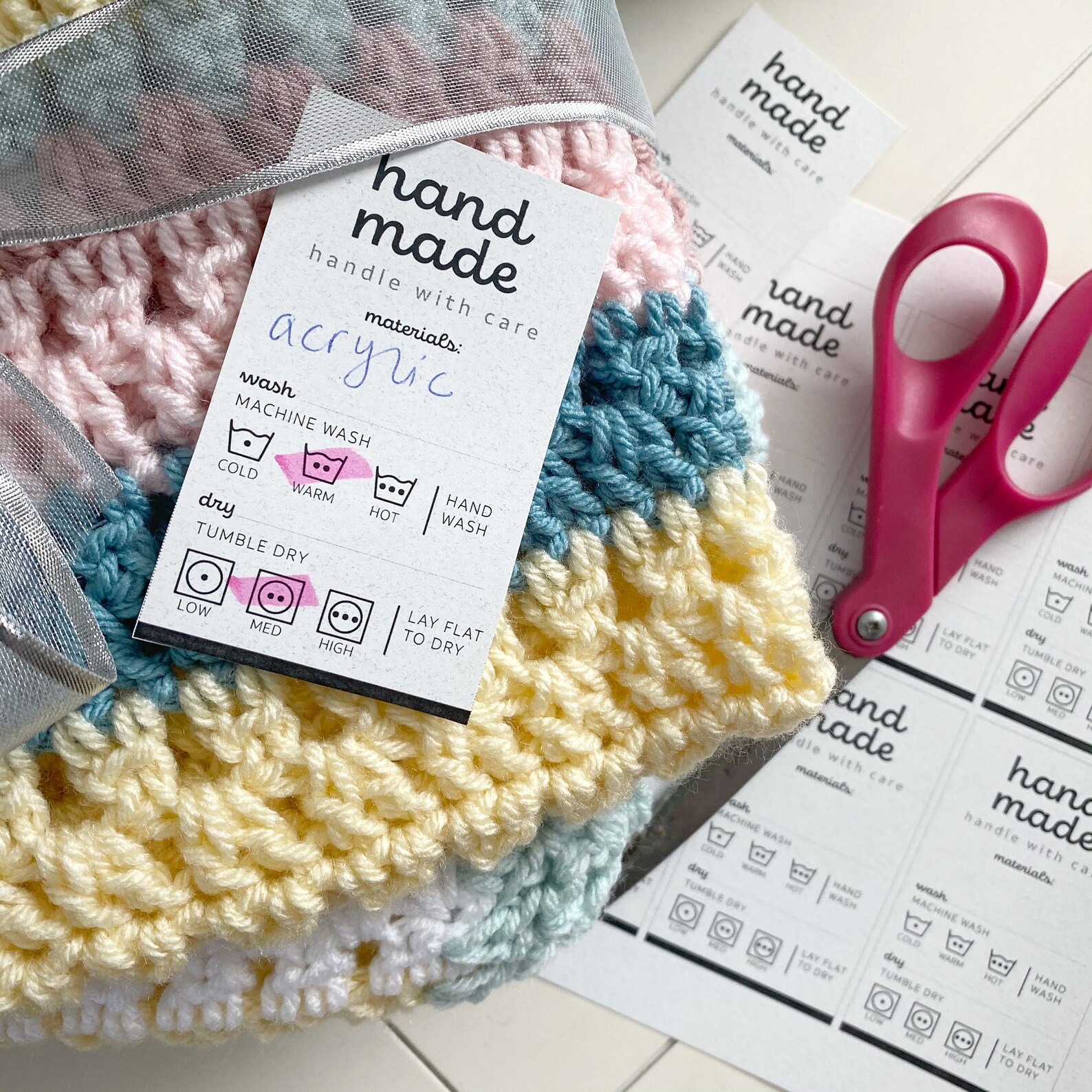 Handmade 'handle With Care' Care-tags Only Printable - Etsy Australia