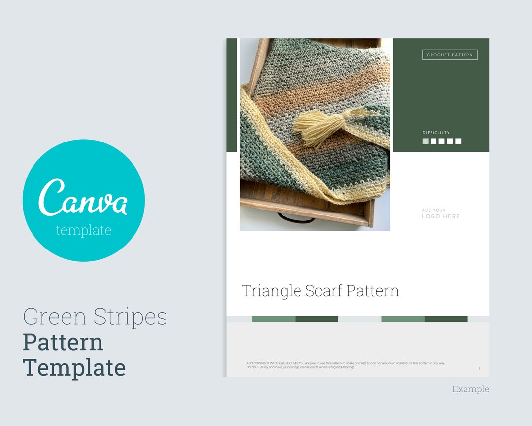 Crochet Knit Canva Pattern Template – Green Stripes - Digital File - Etsy