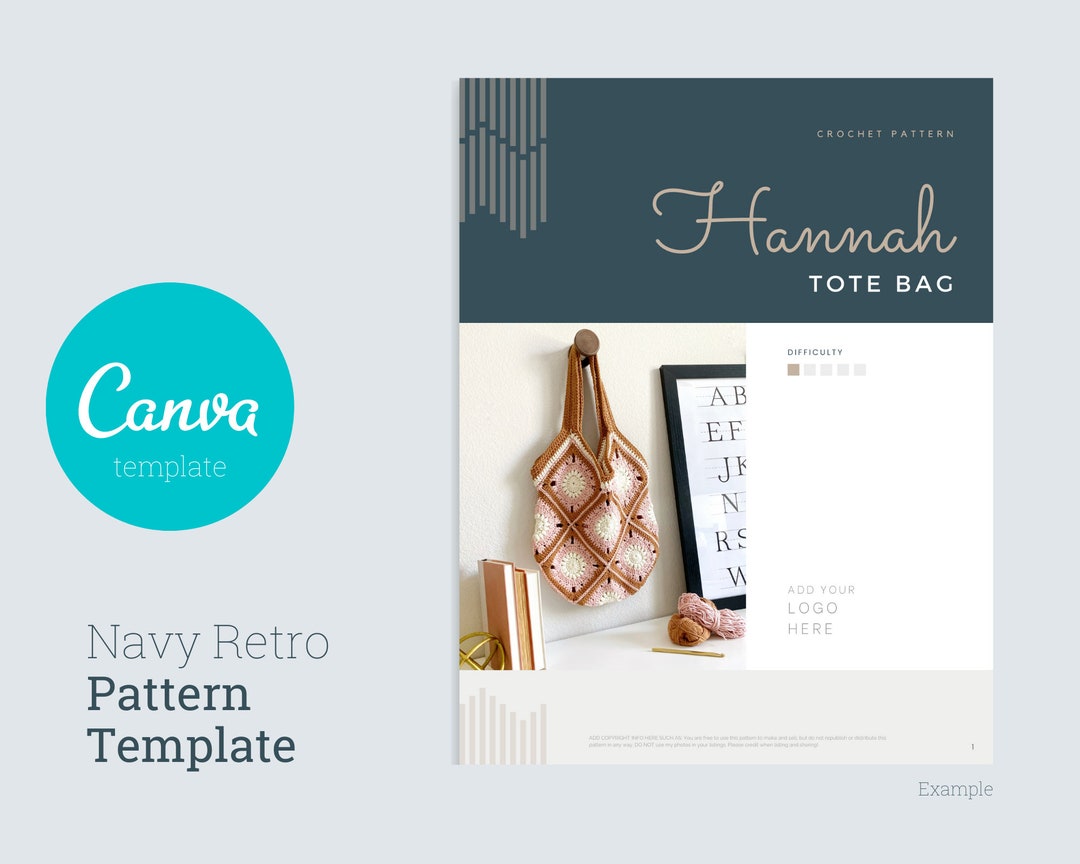 Crochet Knit Canva Pattern Template – Navy Retro – Digital File - Etsy