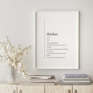 Thinker Definition Print | Funny Wall Art Dictionary Print | Gift for ...