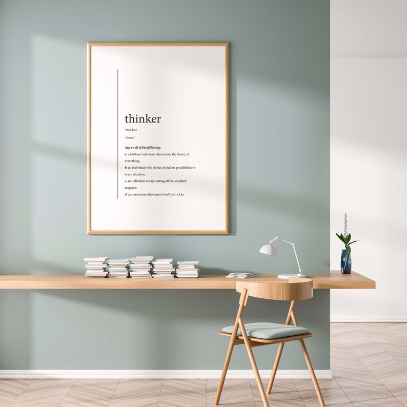 Thinker Definition Print Funny Wall Art Dictionary Print - Etsy
