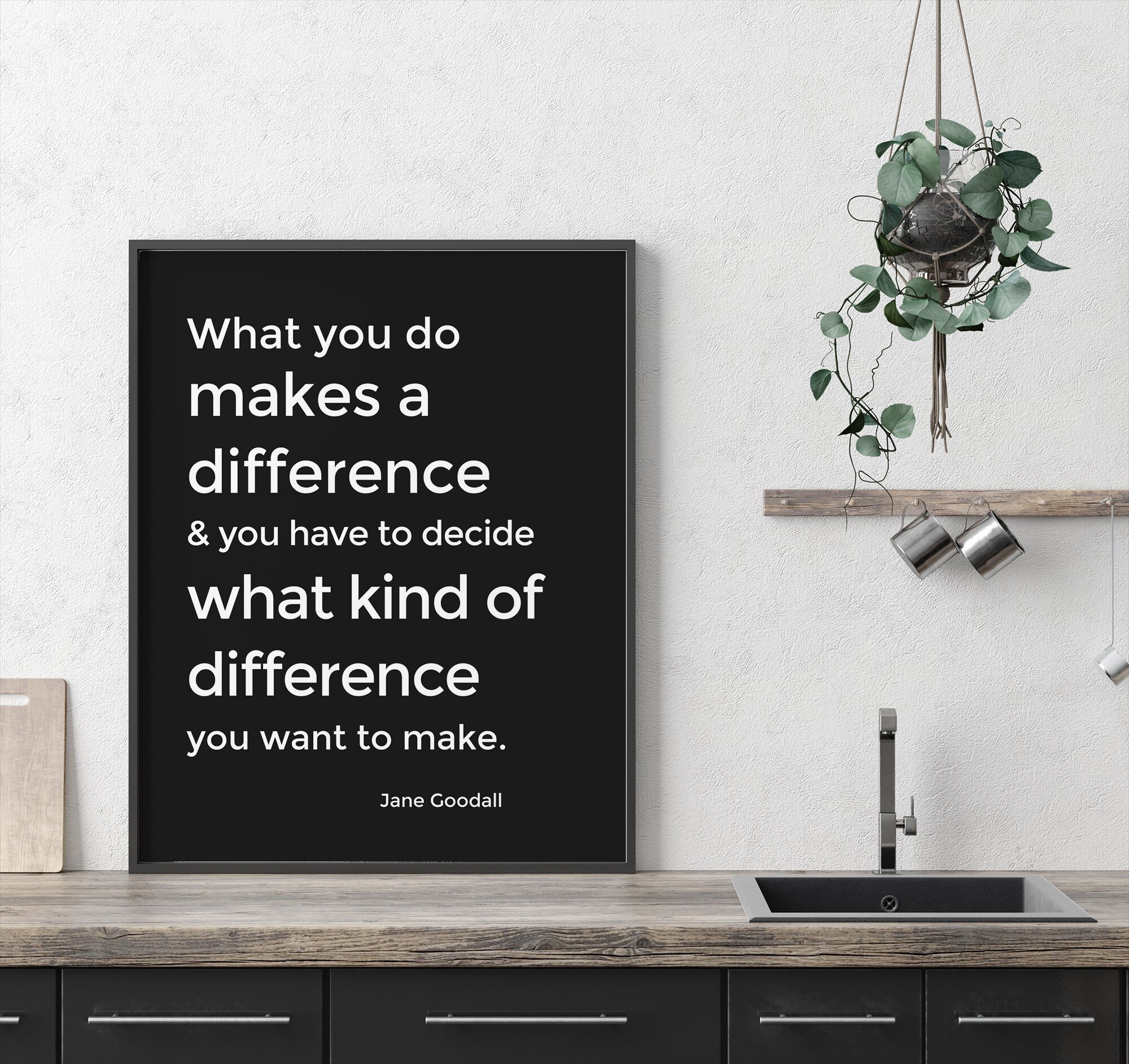 Jane Goodall 'what You Do Makes a Difference' Black White Wall Art ...