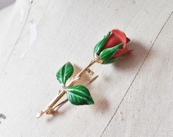 Vintage Silver Plate Ruby Red Garnet Rose Flower Pin Brooch, Ladies ...