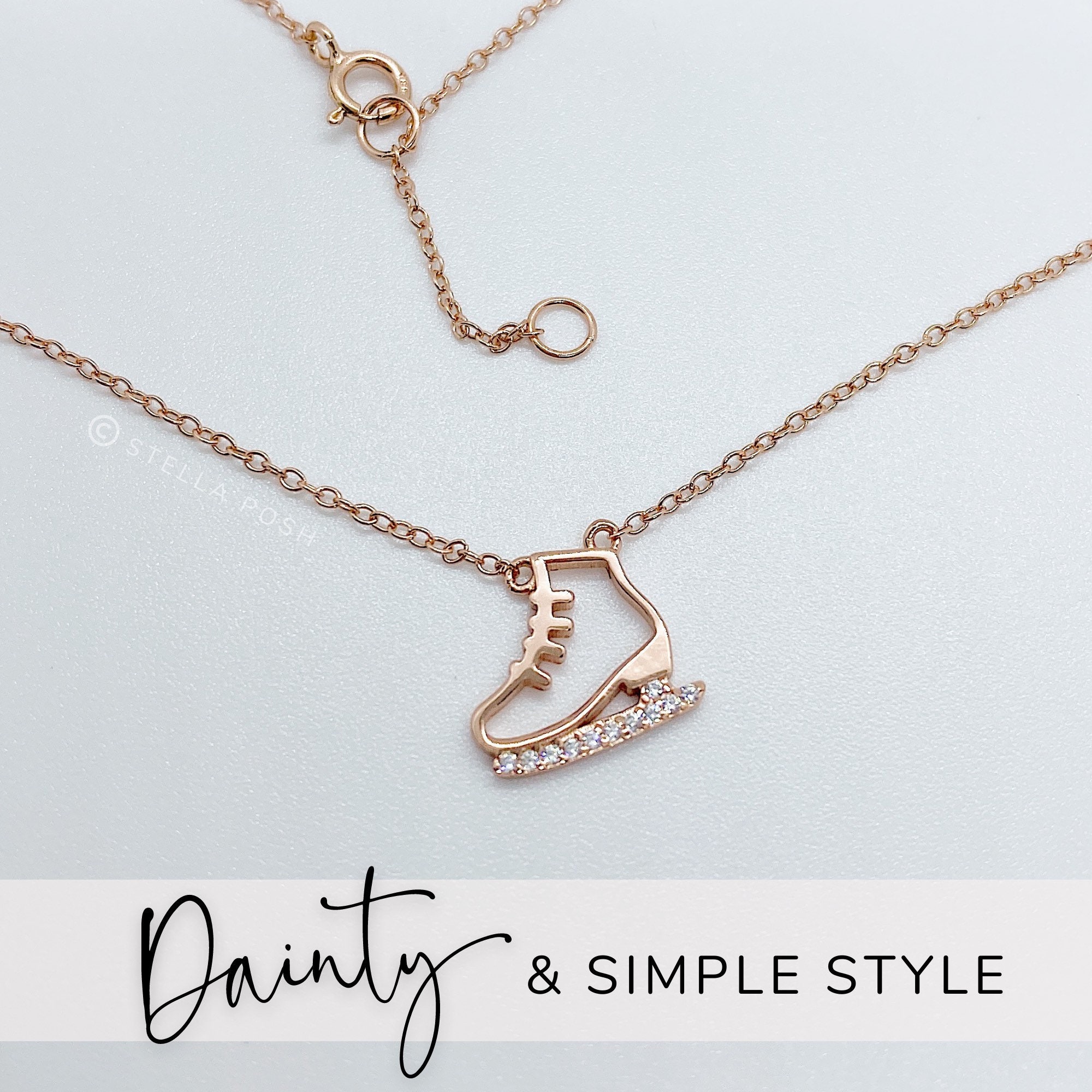 Dainty Ice Skate Necklace - .925 Sterling Silver Hypoallergenic and ...