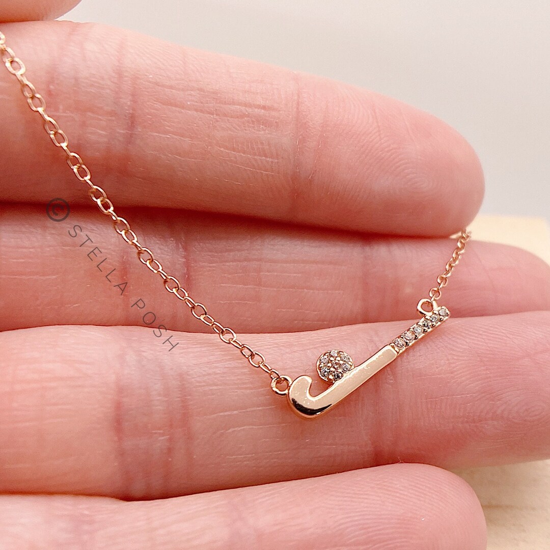 Dainty Tiny Field Hockey Necklace - .925 Sterling Silver Hypoallergenic ...