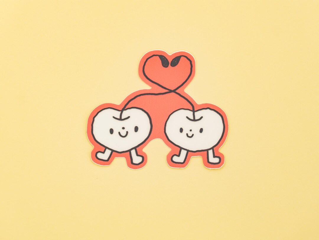Sweet Cherries Vinyl Sticker Cute Fruit Duo Kawaii Friends Lovers ...