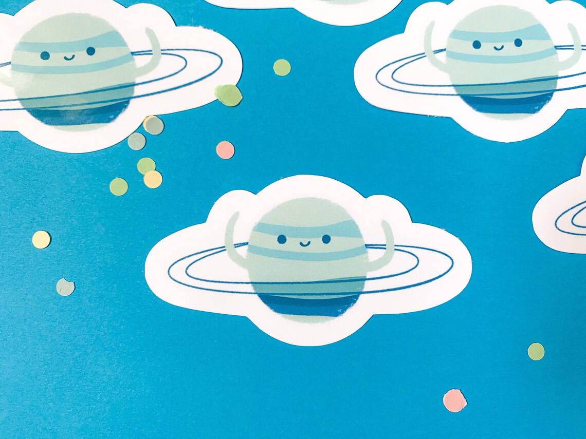 Happy Uranus Sticker Planet Vinyl Sticker Cute Stationery | Etsy
