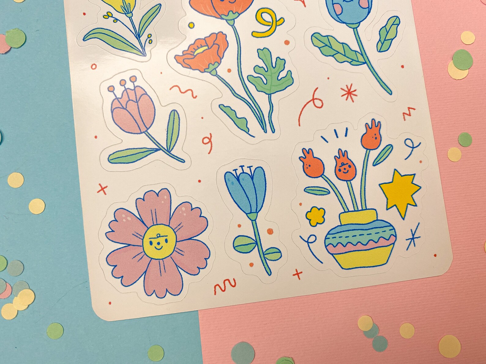 Colors & Flowers Sticker Sheet Pastel Garden Friends - Etsy