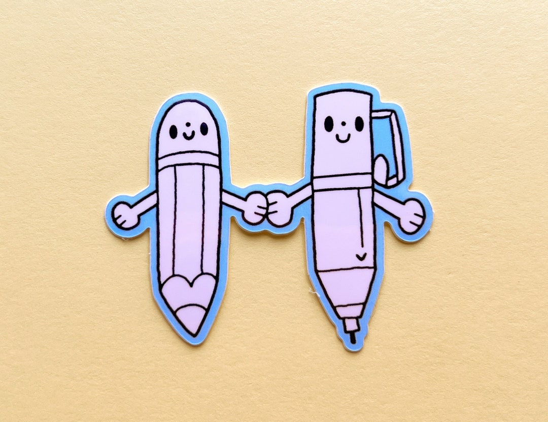 Writing Buddies Sticker - Vinyl Waterproof Pencil Pen Artist Drawing ...