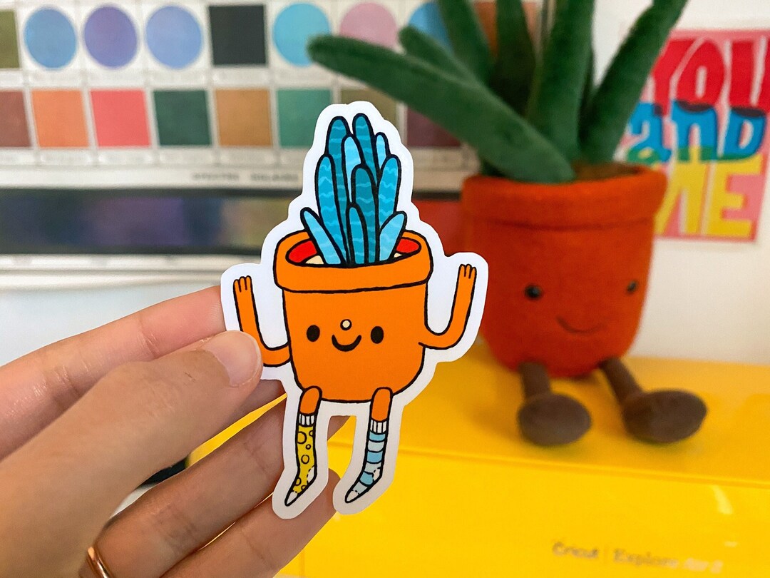 Happy Planter Vase Sticker - Snake Plant - Garden, Indoor Outdoor Plant ...