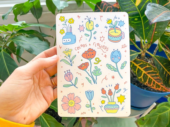 Colors & Flowers Sticker Sheet Pastel Garden Friends - Etsy