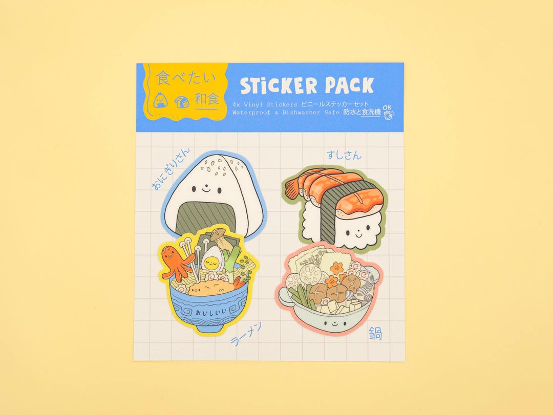 Japanese Food Vinyl Sticker Pack - Cute Kawaii Sushi Ramen Onigiri Nabe ...