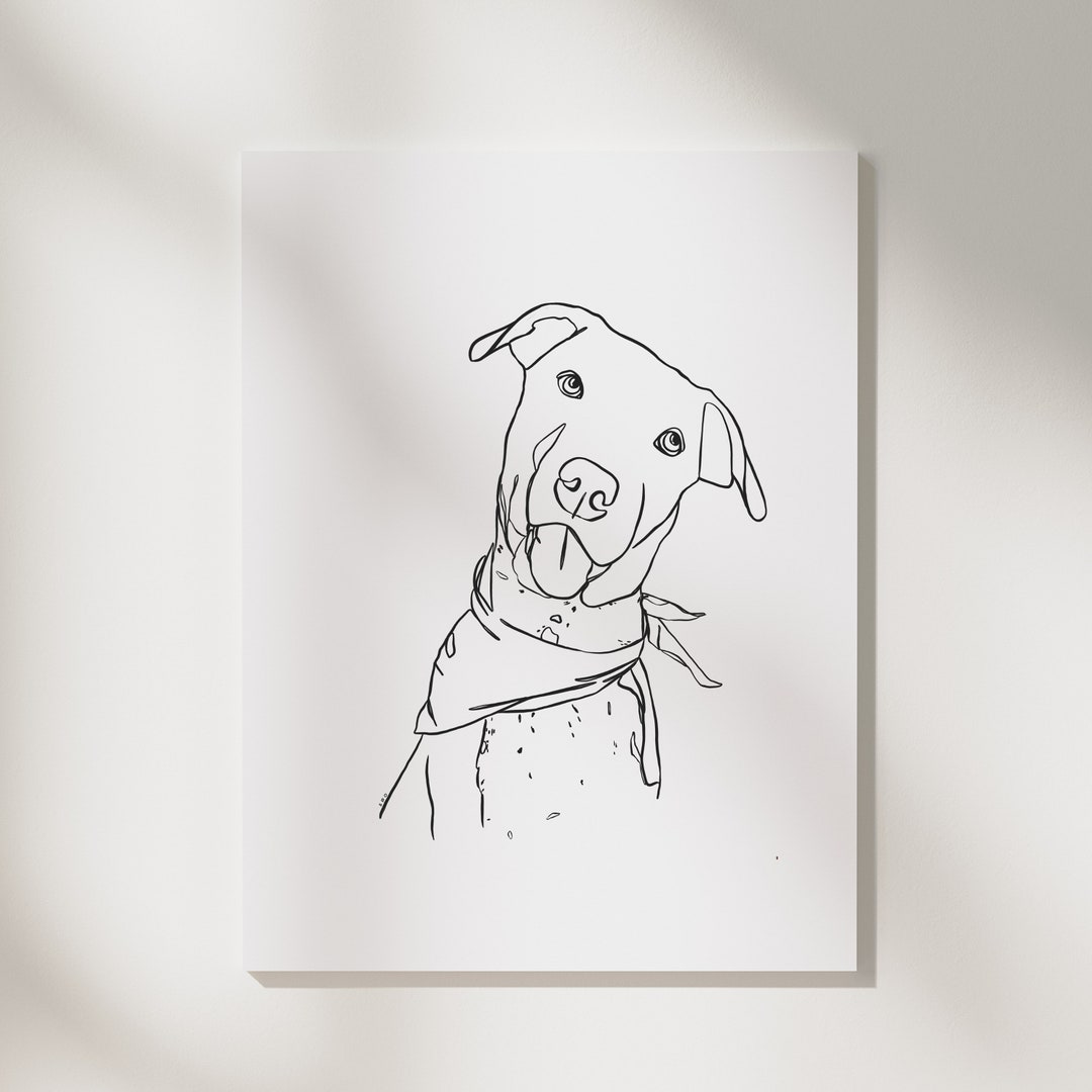 Custom Pet Line Illustration (one Pet) - Etsy