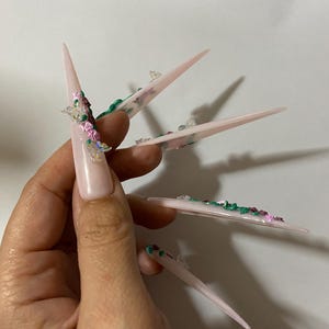 3D Rose Snake Stiletto Press-on Nails | Fantasy Handmade Nail Art - Etsy