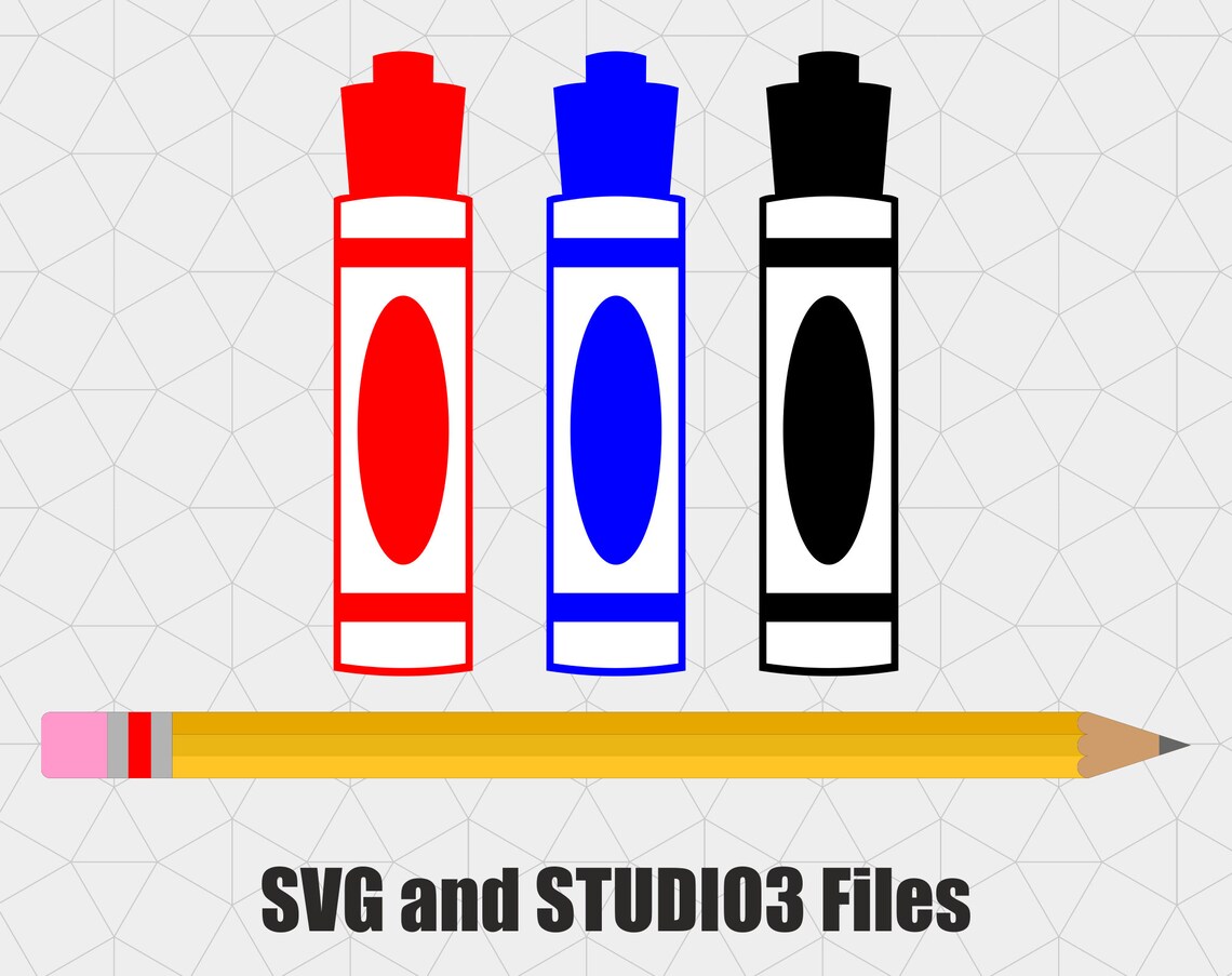 Markers and Pencil SVG Cutting File Cut Studio3 Cricut and | Etsy