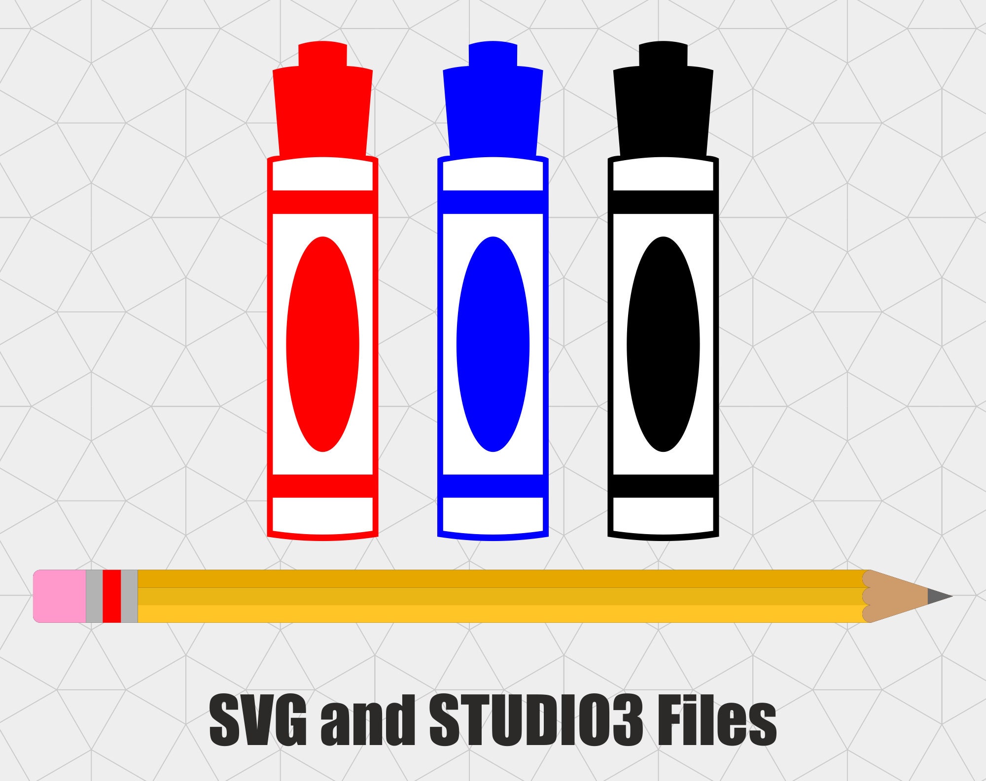 Markers and Pencil SVG Cutting File Cut Studio3 Cricut and | Etsy