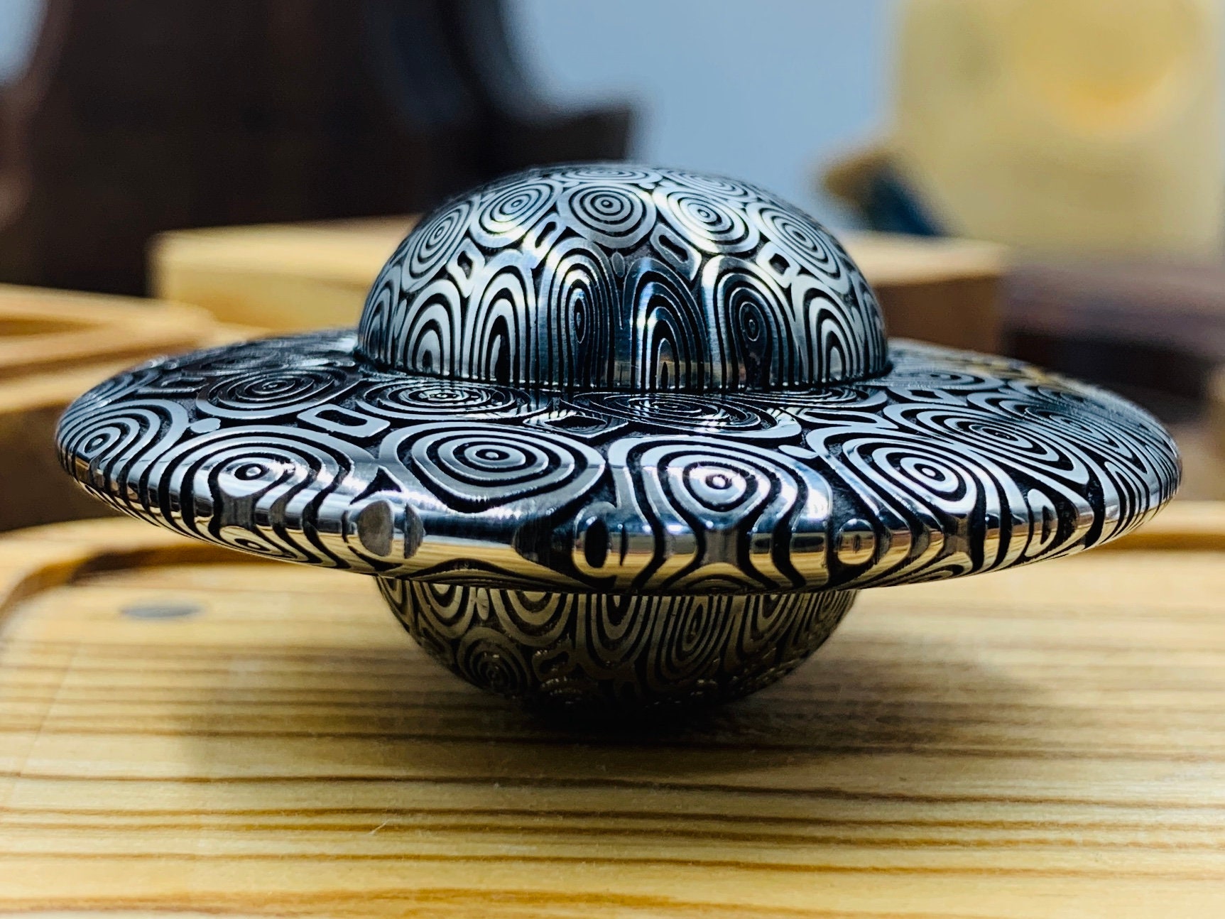 EDC UFO Spinner Fidget Spinners Made of Damasteel Fidget Toy - Etsy