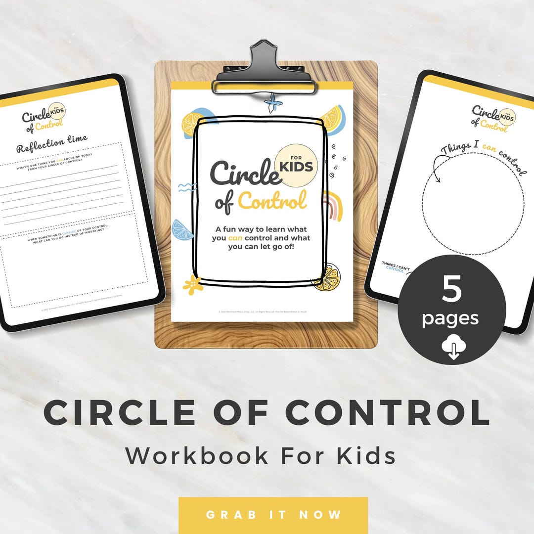 Circle of Control Worksheet for Kids – Stress Relief Activity Printable ...