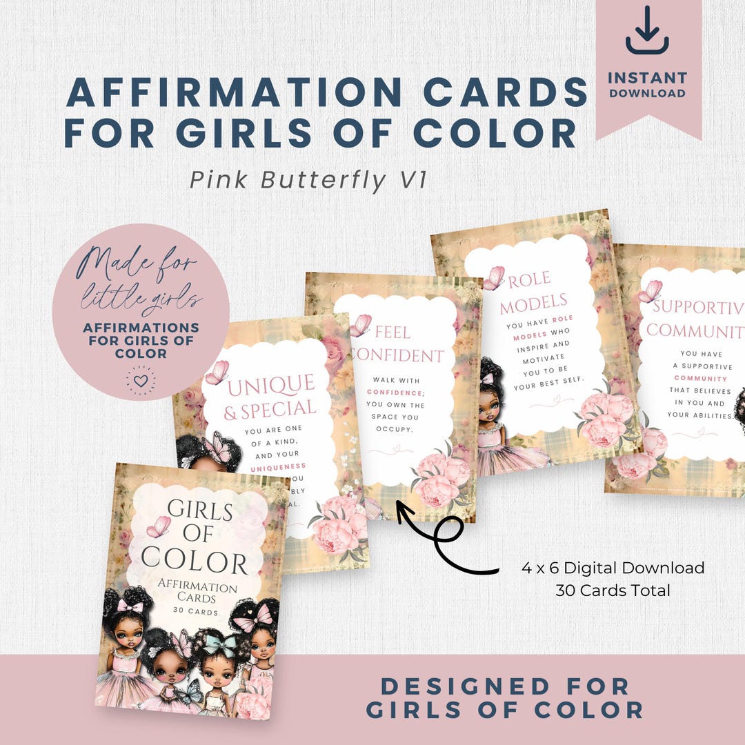 Self-love Affirmations Cards for Little Girls of Color – Positive ...