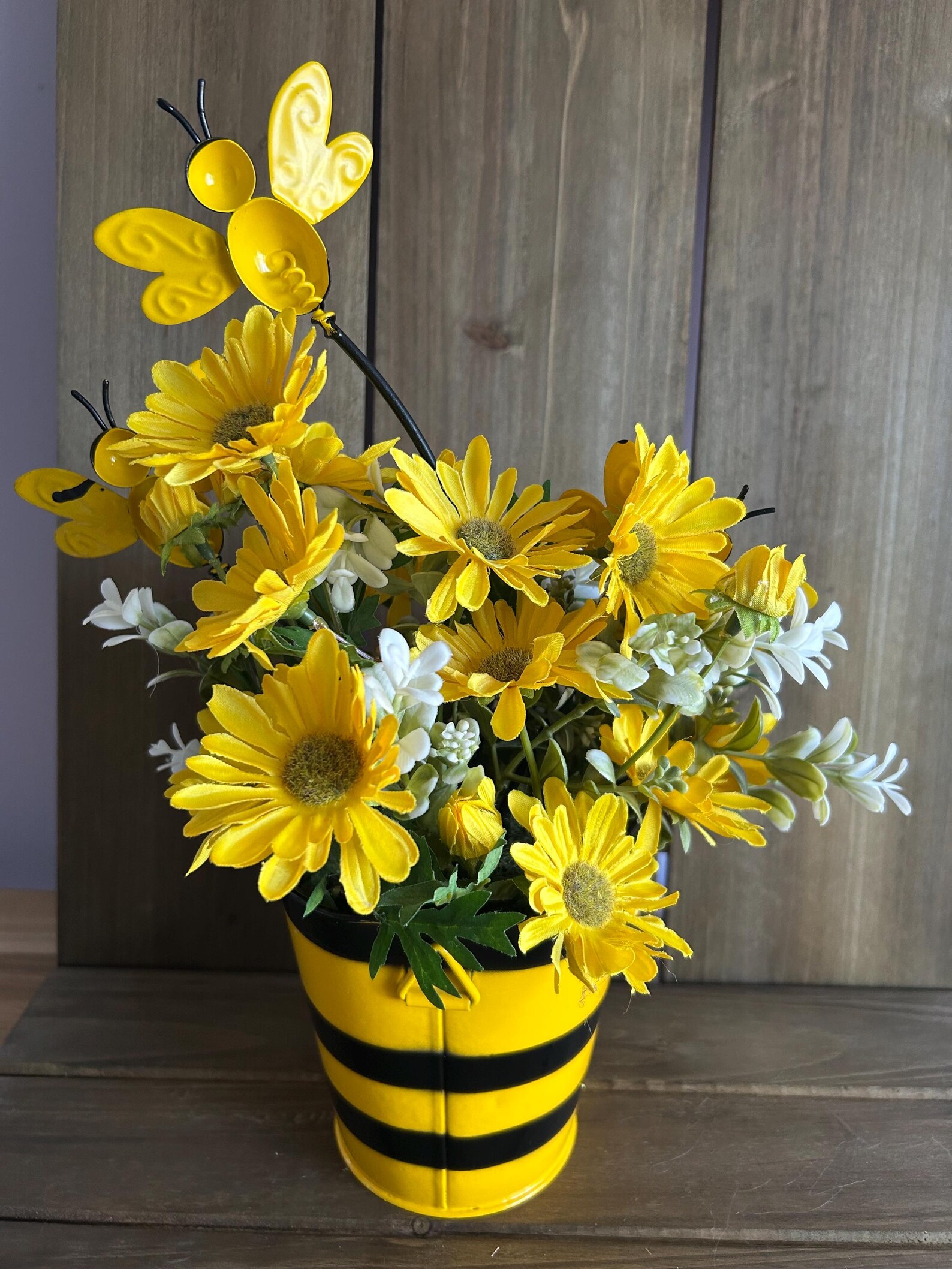 Welcome to Our Hive Floral Arrangement in a Bee Container, Floral, Bee ...