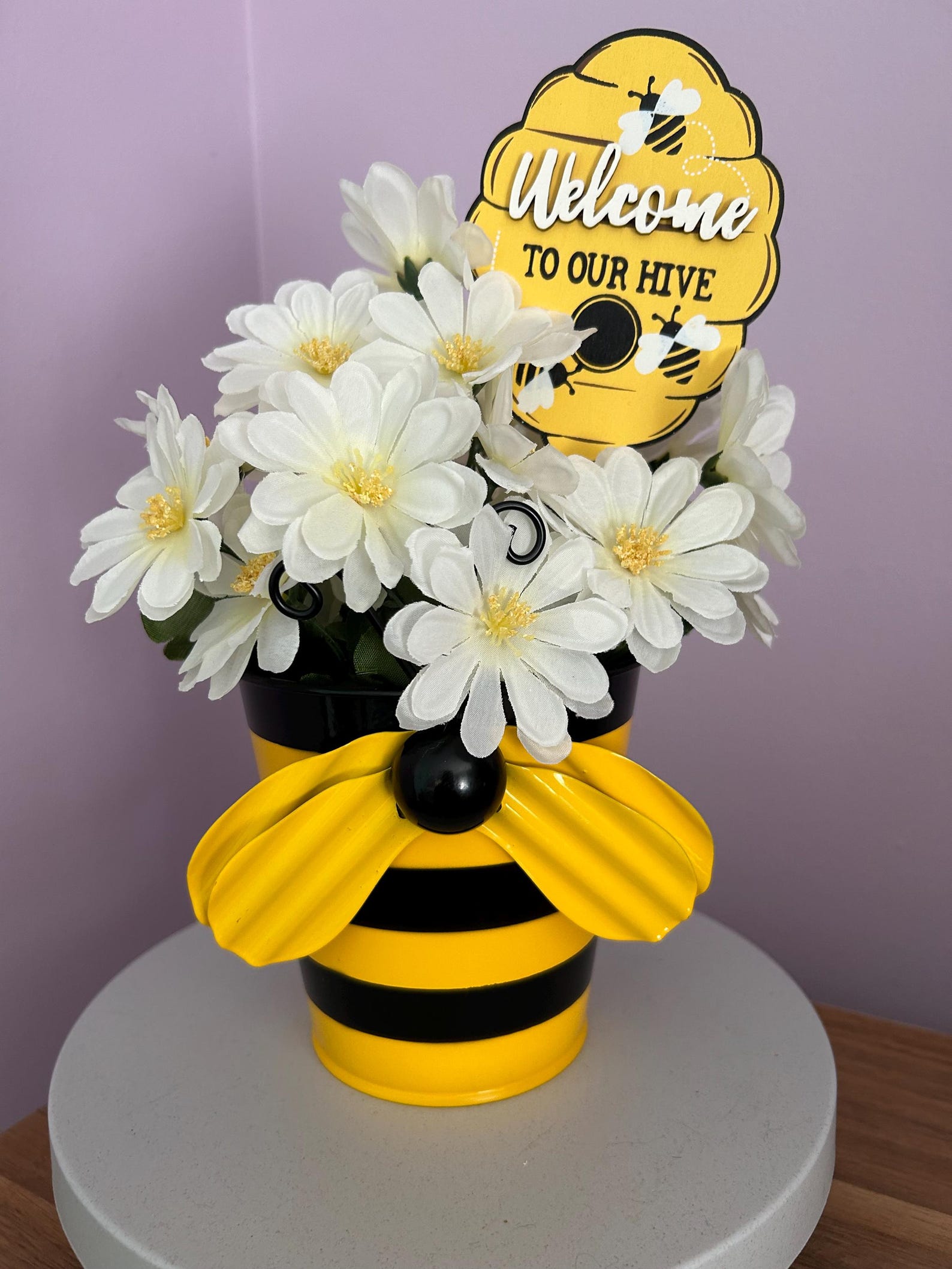 Welcome to Our Hive Floral Arrangement in a Bee Container, Floral, Bee ...