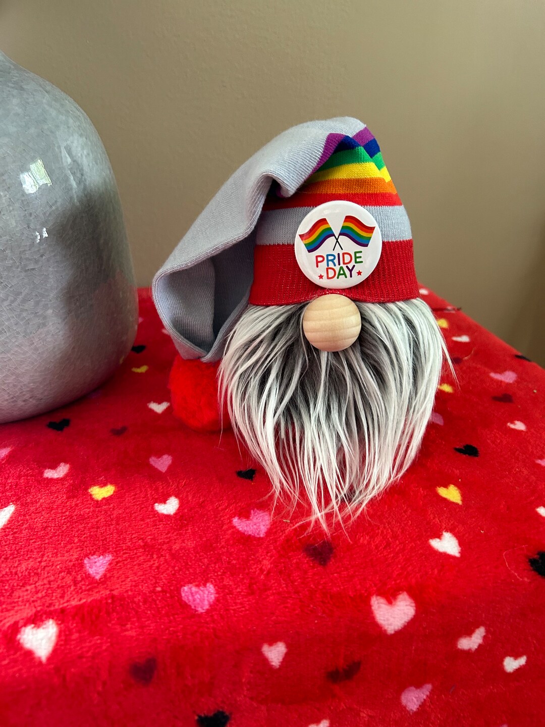 Rainbow Colored Pride Gnome With a Pride Day Button - Etsy