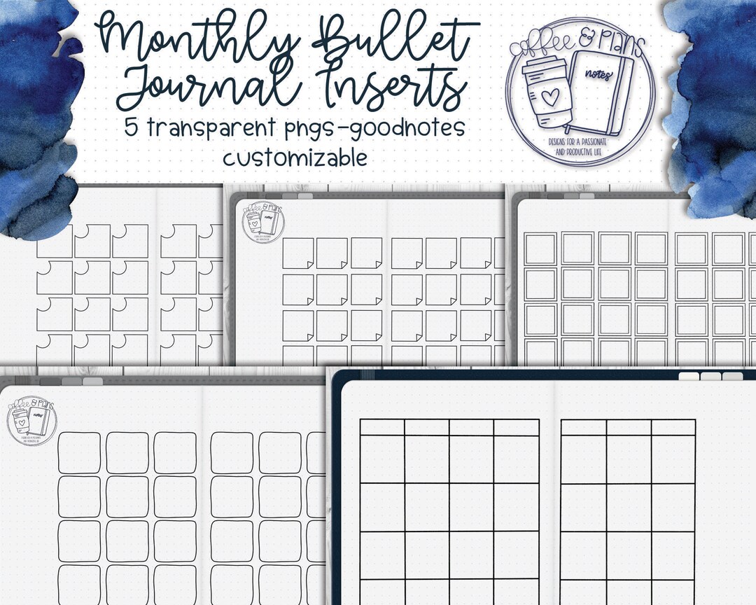 Bullet Journal Monthly Layout Insert for Digital Bullet Journal ...