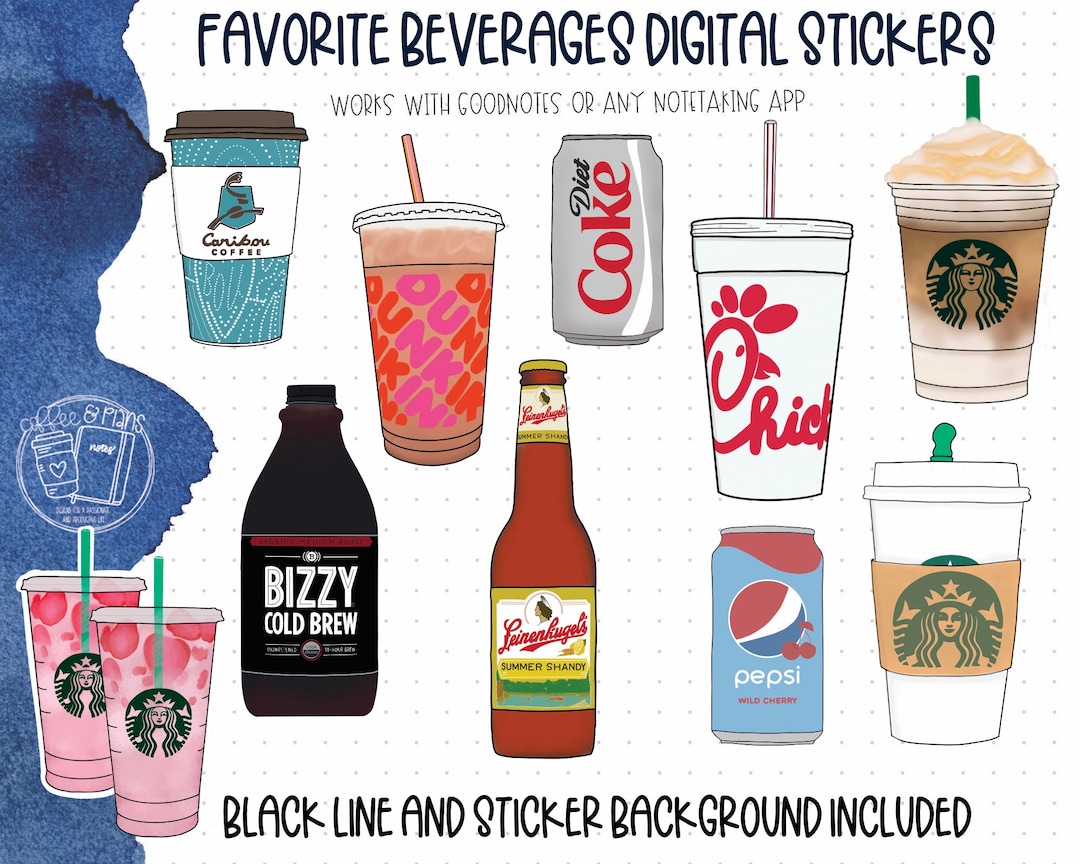 Favorite Beverages Digital Sticker Kit Goodnotes Procreate Digital ...