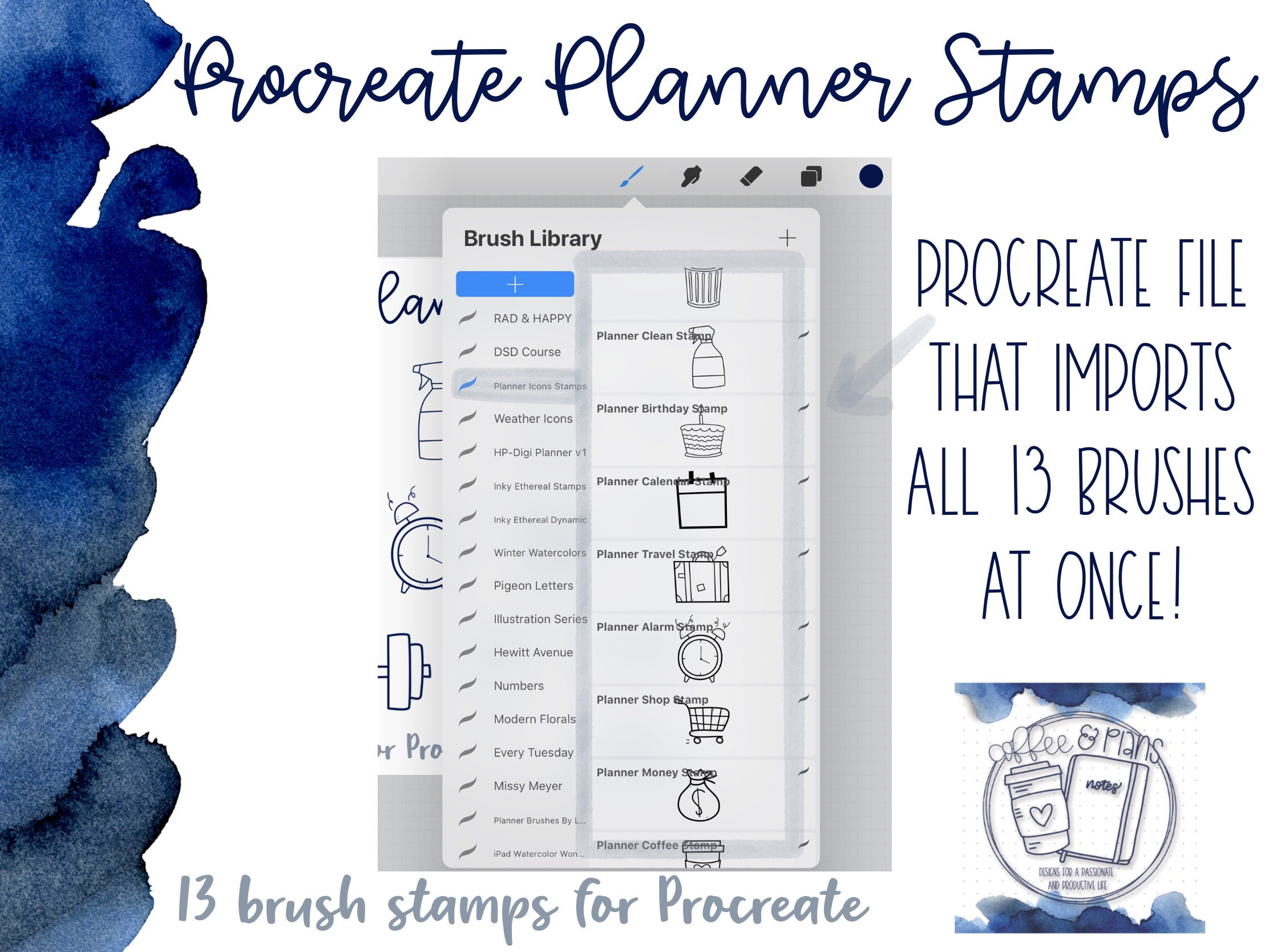 Procreate Planner Brush Stamps | Procreate Planner Stamps - Etsy