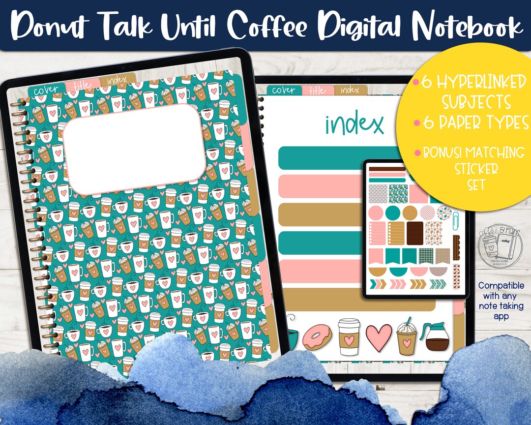 Donut Talk Until Coffee Blank Digital Notebook, Coffee Themed Digital ...