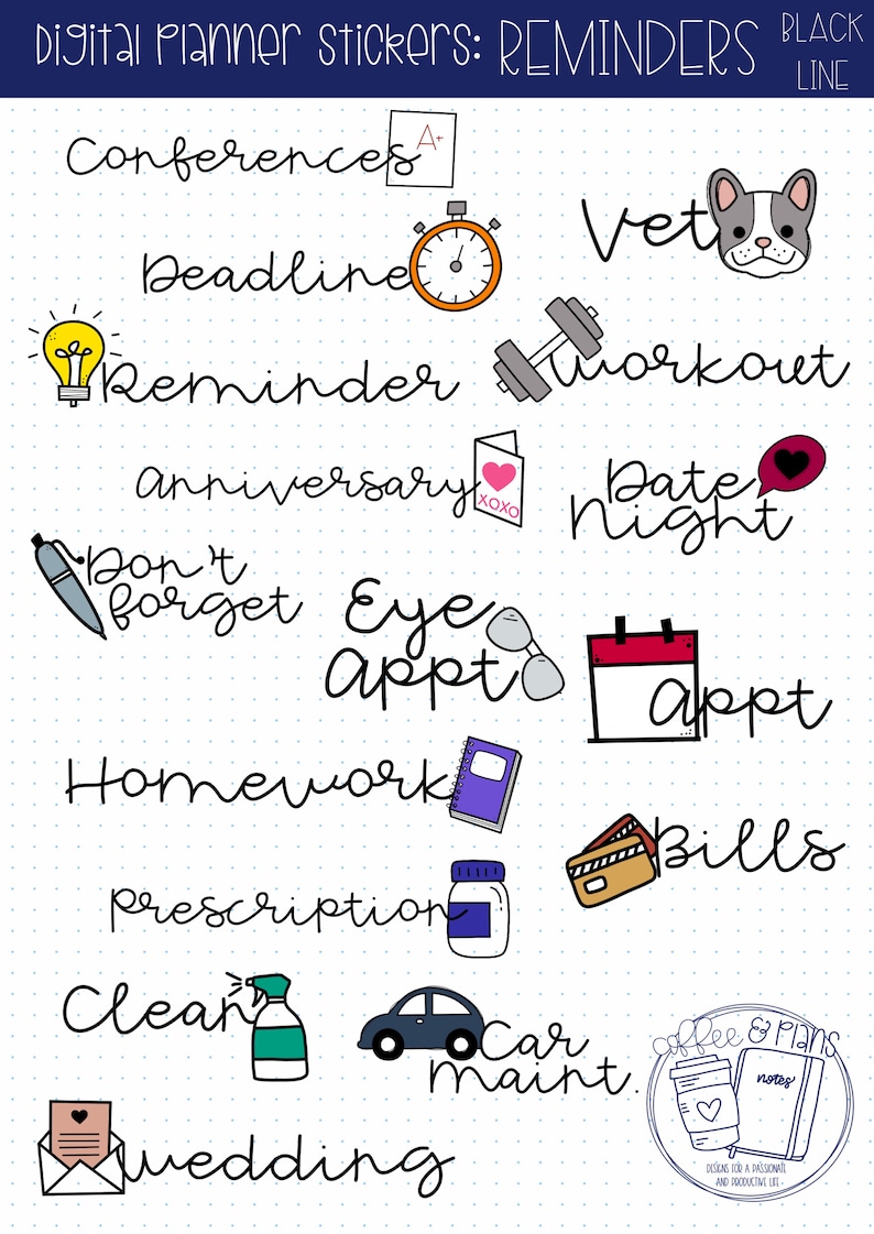 Event Reminders Digital Planner Stickers Stickers Ipad - Etsy