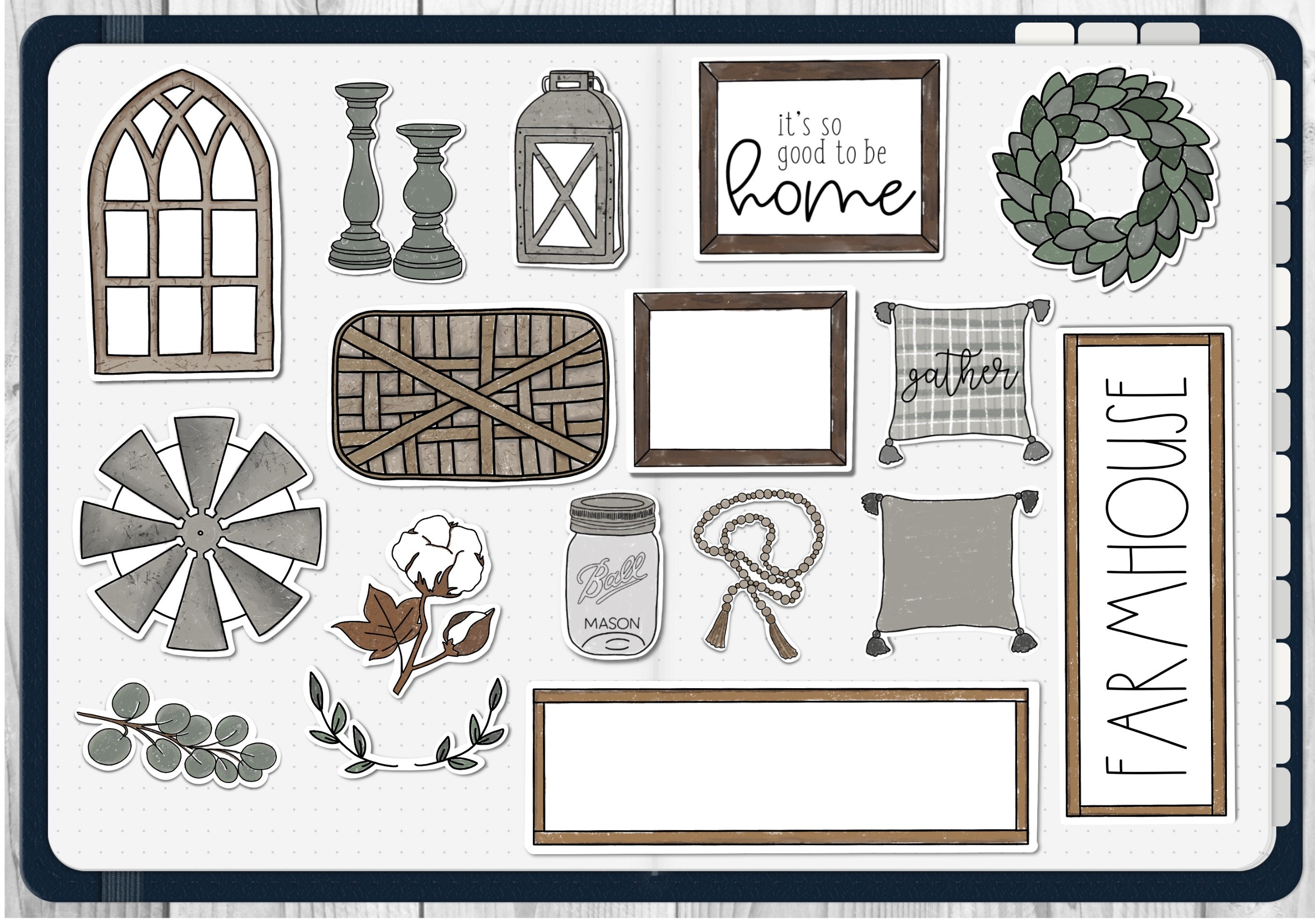 Farmhouse Digital Sticker Kit | Goodnotes Stickers iPad Stickers ...
