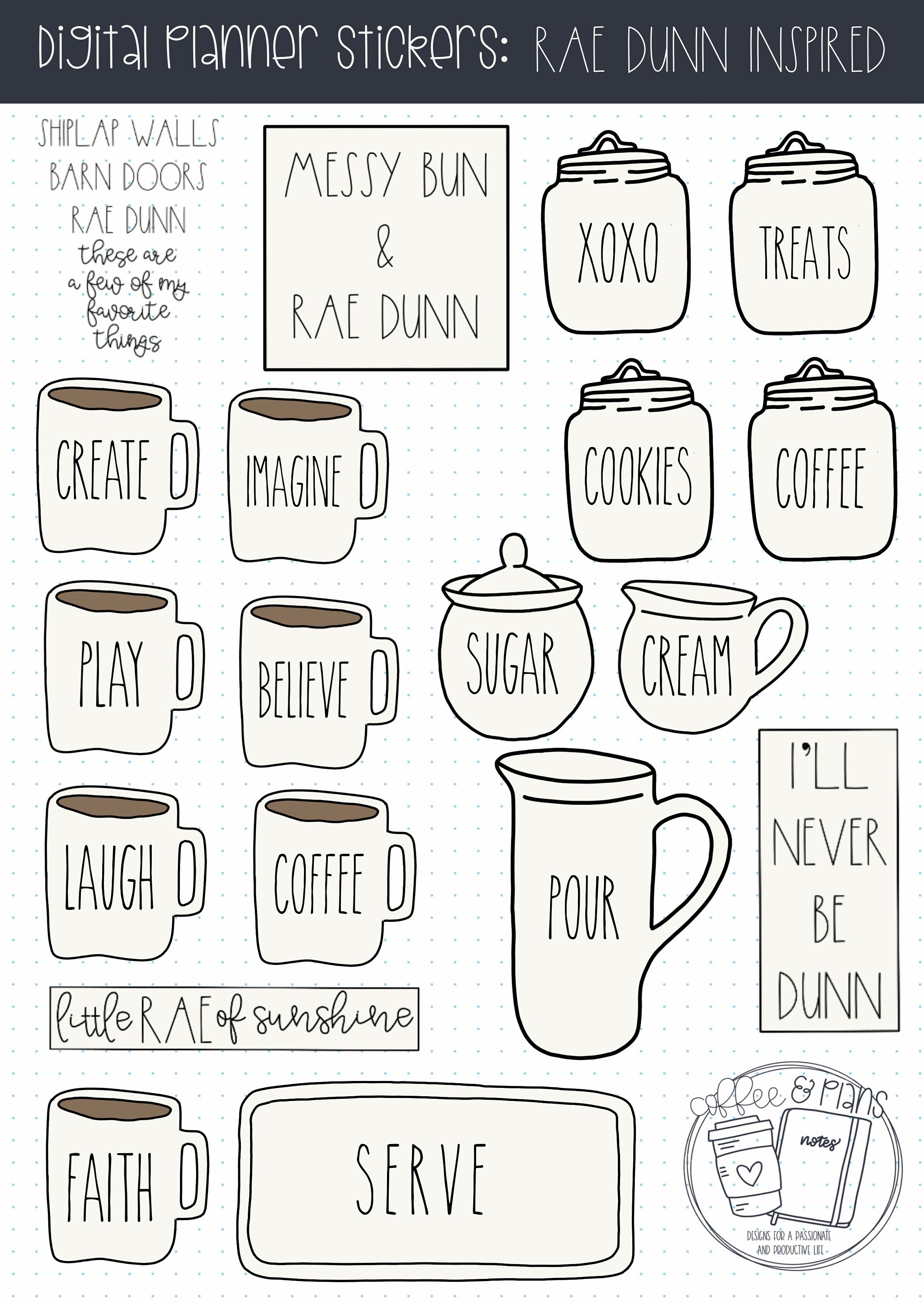 Rae Dunn Inspired Digital Planner Stickers | Goodnotes Stickers iPad ...