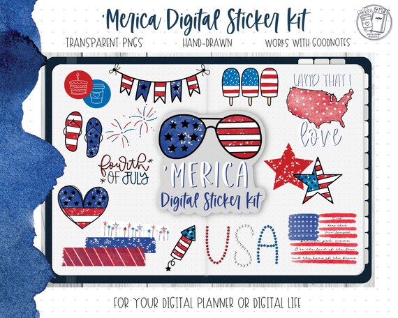 America Digital Sticker Kit Goodnotes Stickers Ipad Stickers | Etsy